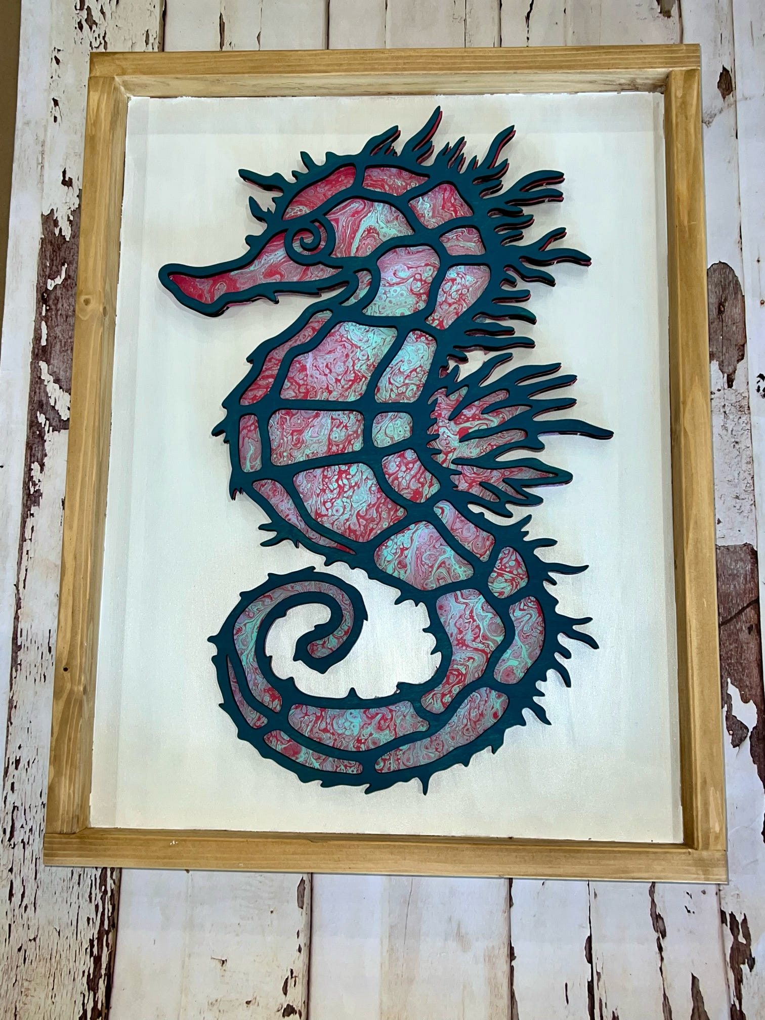 Framed Signature with Paint Pour Shape P13340