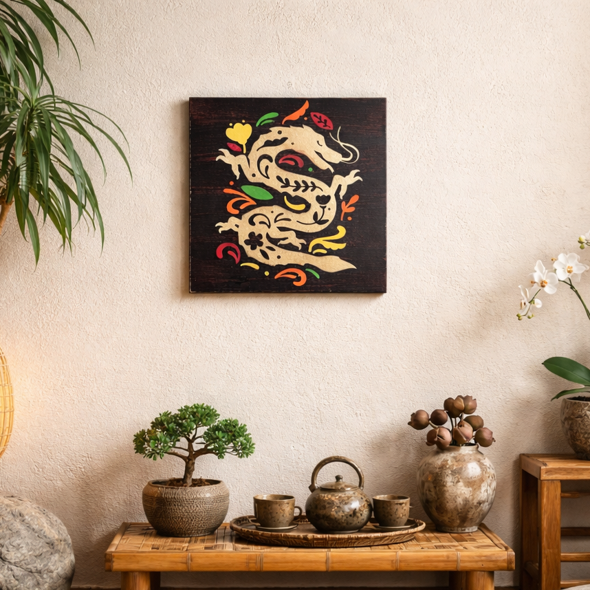 Folk Art Dragon SQUARE -G326 – Paisley Grace Makery