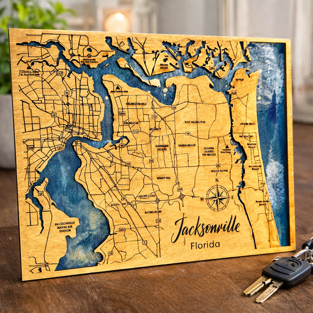 Jacksonville Map Epoxy Poured Sign – Paisley Grace Makery
