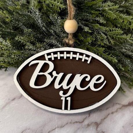 Personalized 3D LASER Football Ornament - G09 – Paisley Grace Makery